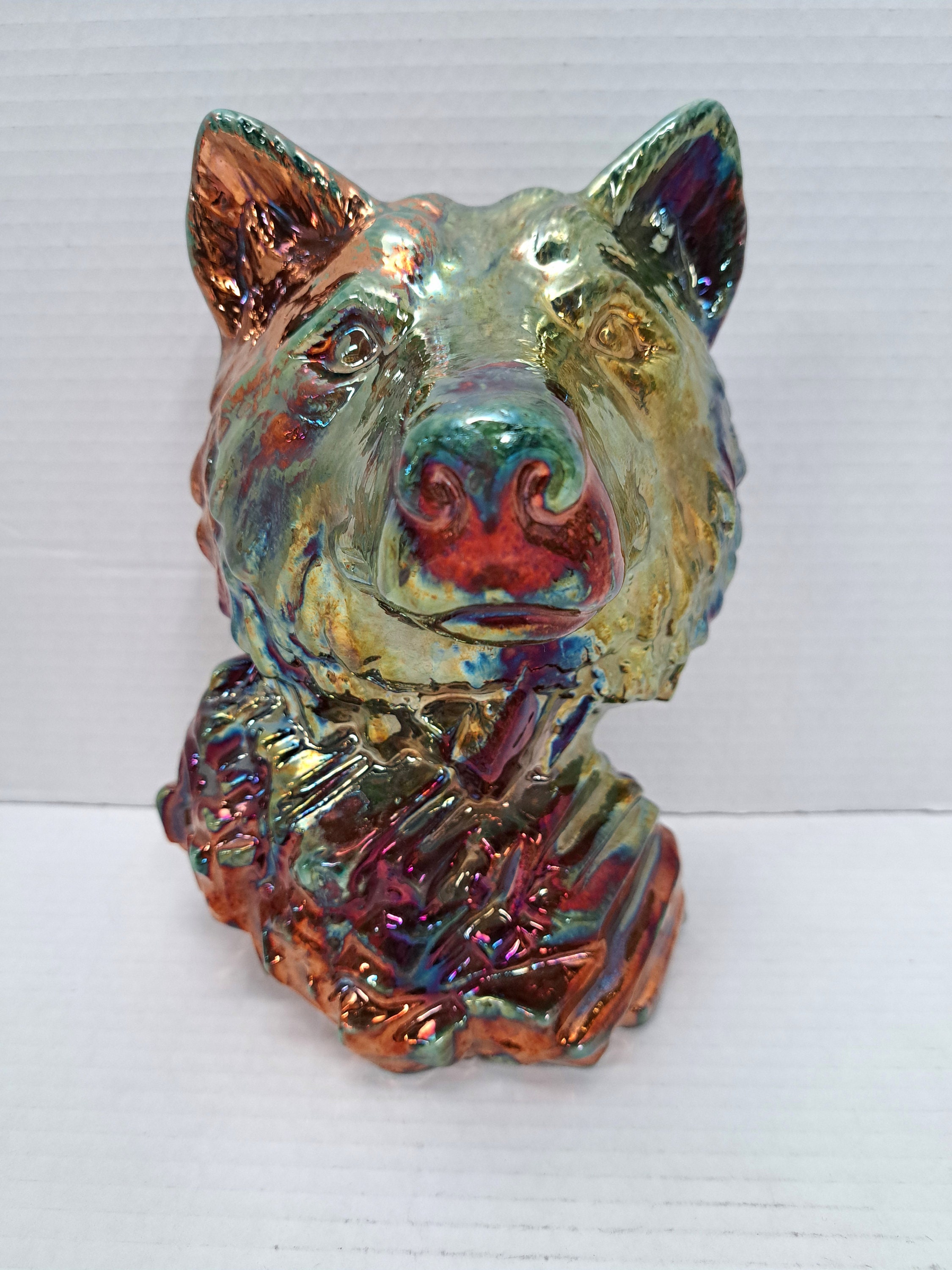 Raku Pottery Ceramic Native Wolf Head by Lorrie Wickman the Potters ...