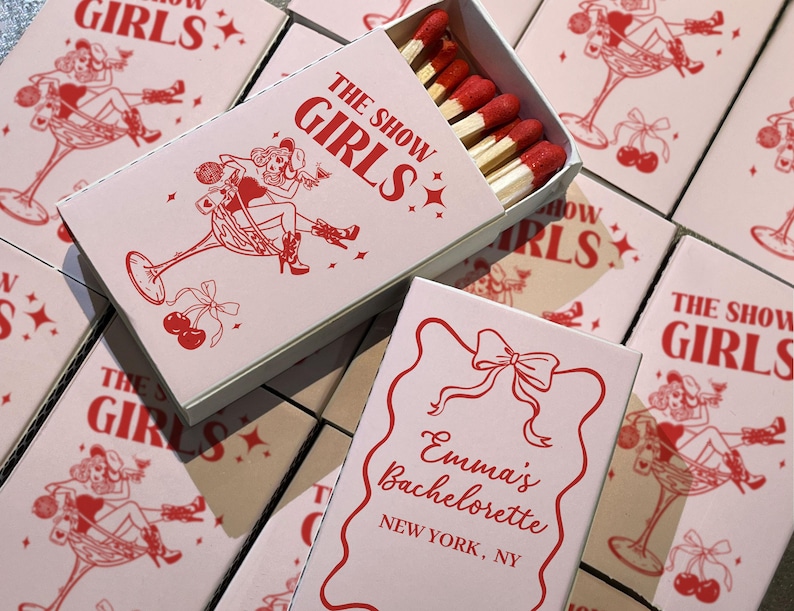 Personalized Retro Showgirl Match Boxes, Custom Bachelorette Matches ...