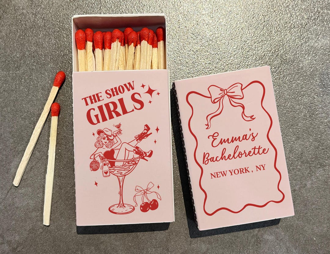 Personalized Retro Showgirl Match Boxes, Custom Bachelorette Matches ...