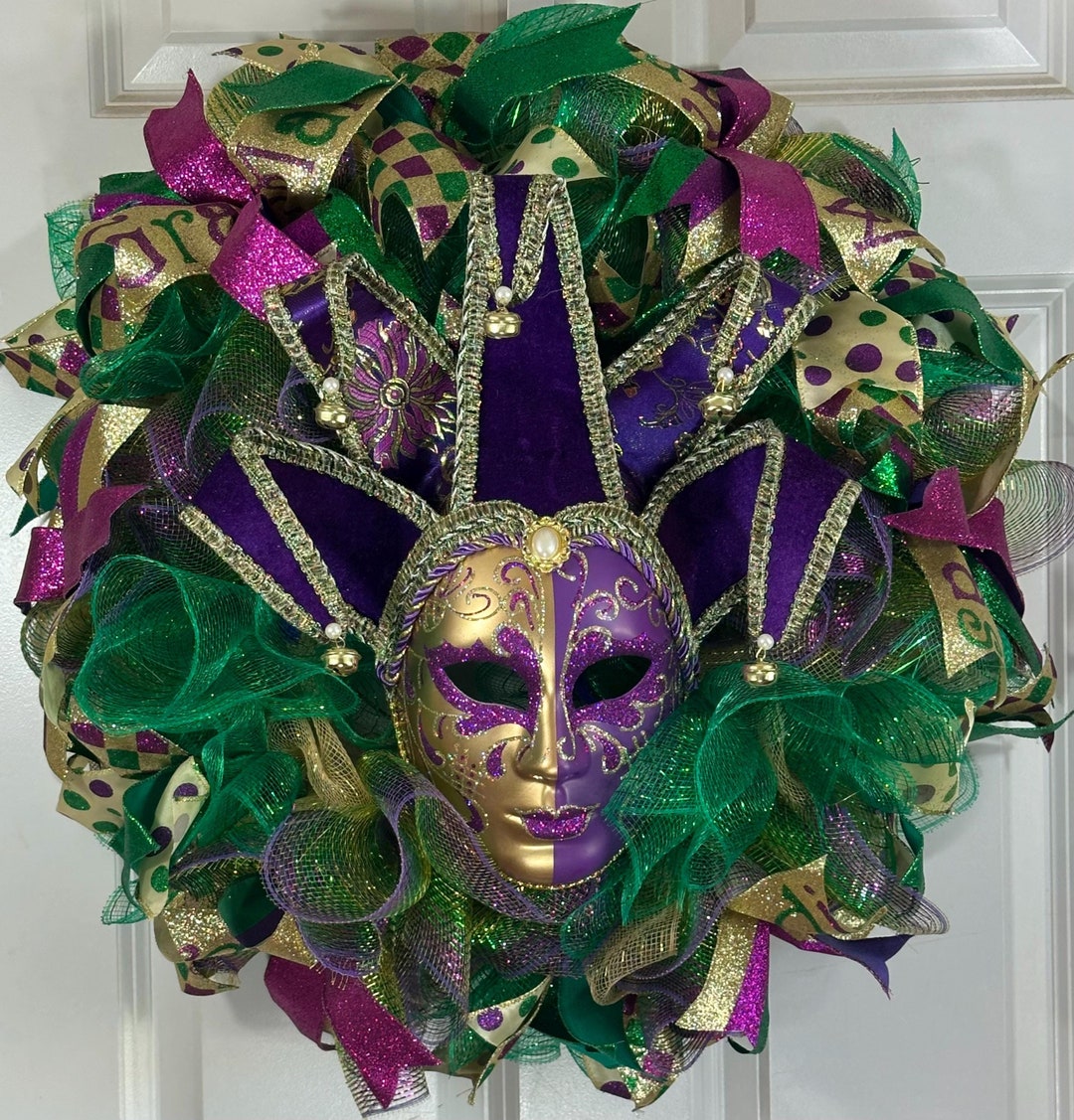Mardi Gras Wreath, Venetian Mask Wreath, Custom Mardi Gras Wreath ...