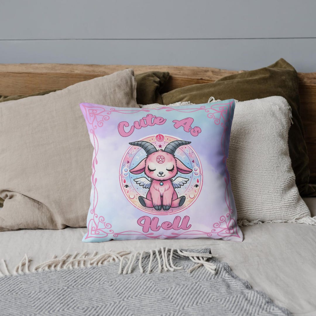 Cute as Hell Pastel Baby Baphomet Spun Polyester Pillow | Satanic Witch ...