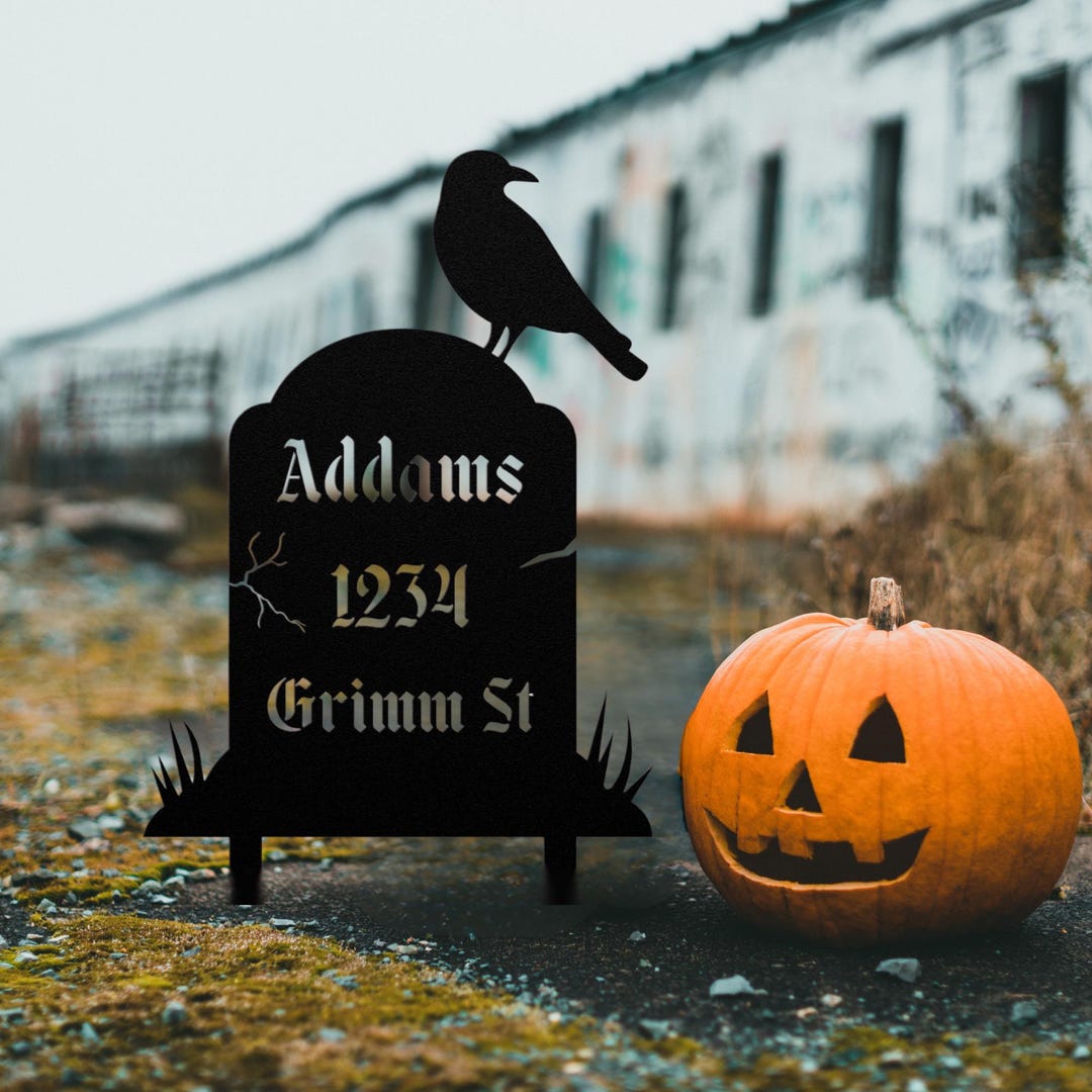Personalized Raven Tombstone Metal Sign: Gothic Haunted Decor - Etsy