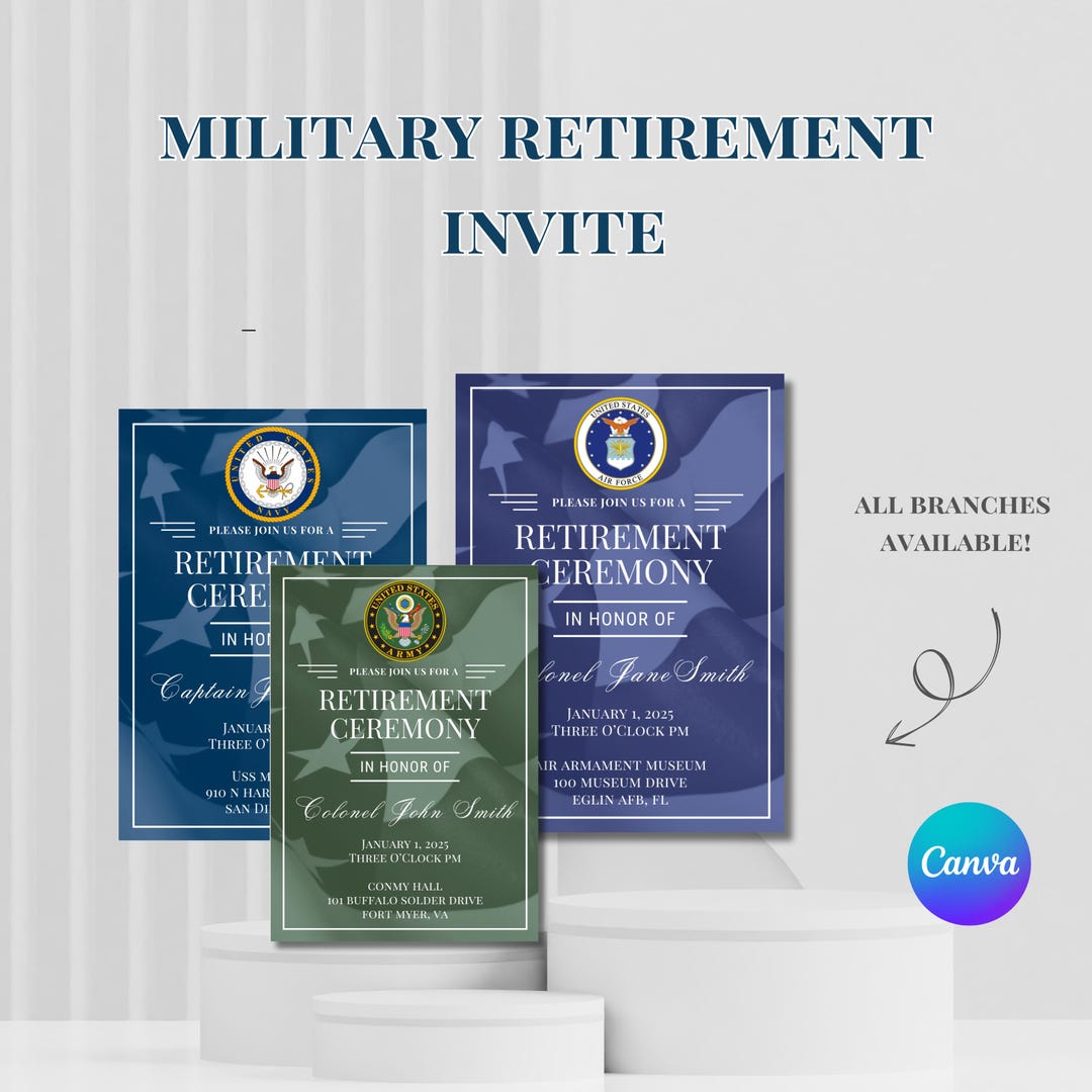 Customizable Military Retirement Ceremony Invitation | Army, Air Force ...