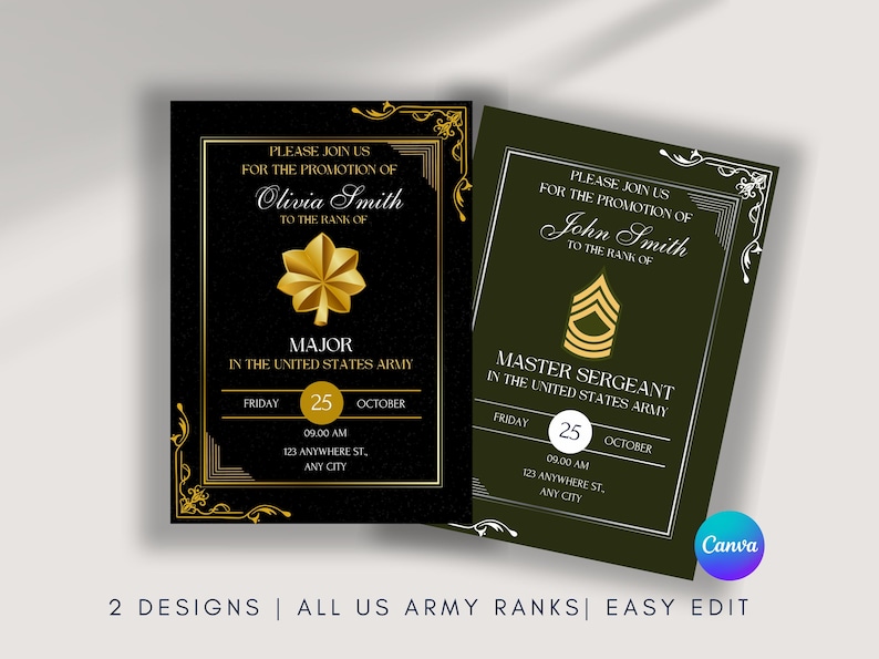 US Army Promotion or Commissioning Ceremony Invitation | Editable on ...