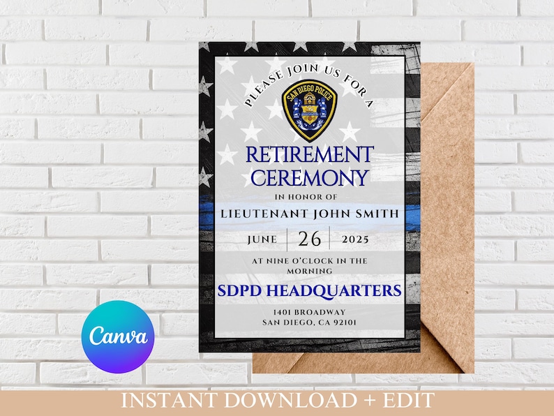 Thin Blue Line Law Enforcement/police Officer Retirement Customizable ...
