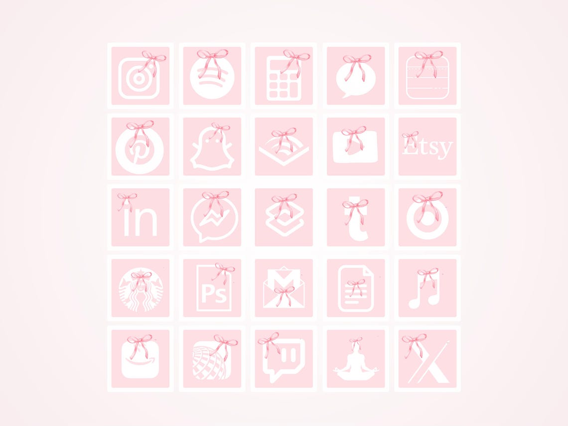 Pink Bow App Icon Bundle | 150+ Ios Icons, Widgets, Wallpapers - Etsy