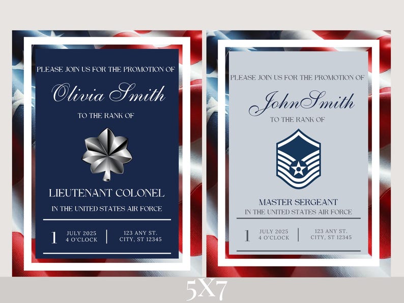 USAF American Flag Promotion Ceremony Invitation | Editable on Canva ...