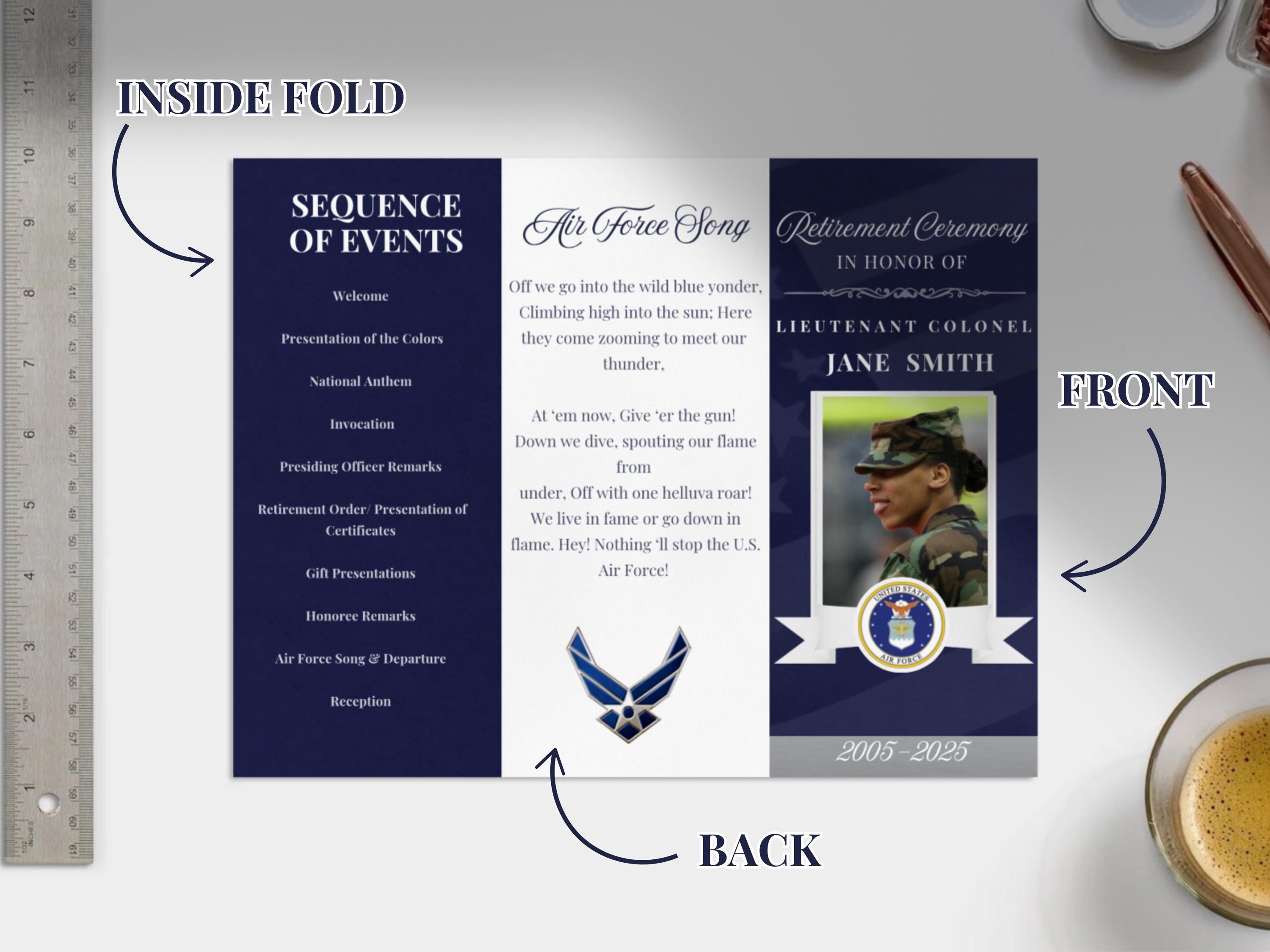 U.S. Military Retirement Ceremony Program | Army, Air Force, Coast ...