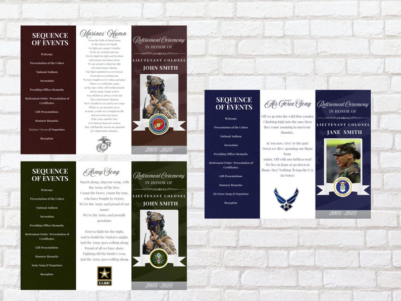 U.S. Military Retirement Ceremony Program | Army, Air Force, Coast ...