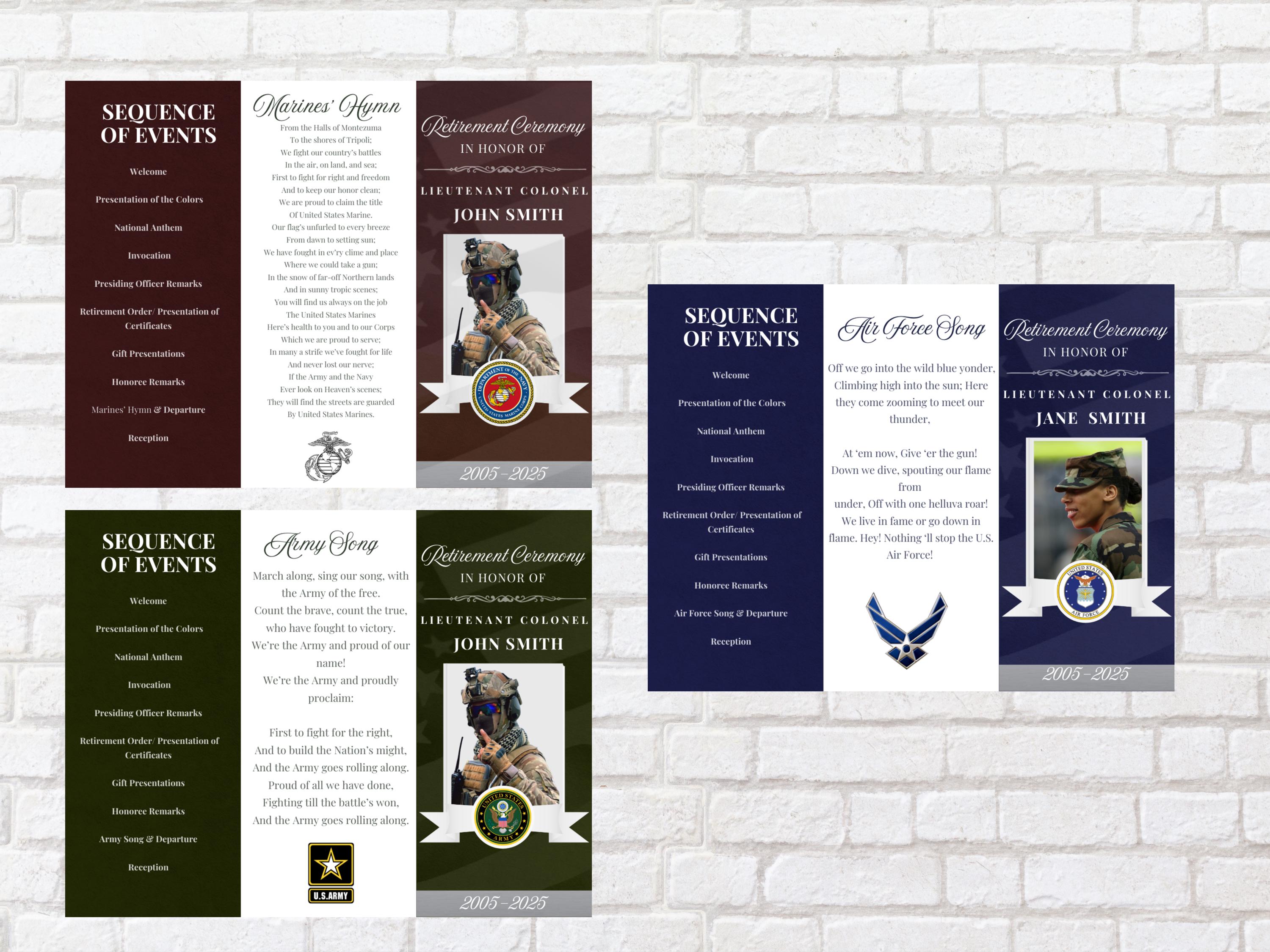 U.S. Military Retirement Ceremony Program | Army, Air Force, Coast ...