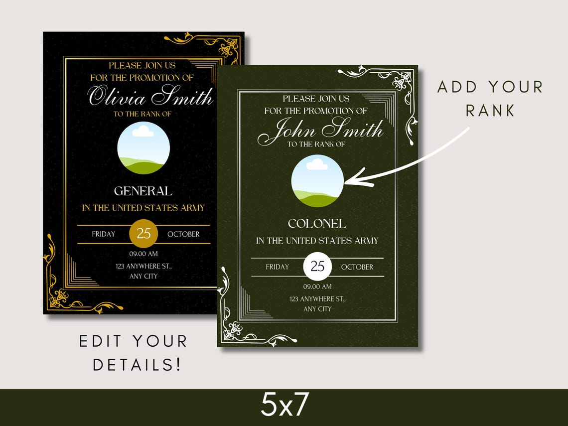 U.S. Army Promotion Invitation Template | Military Ceremony, Retirement ...