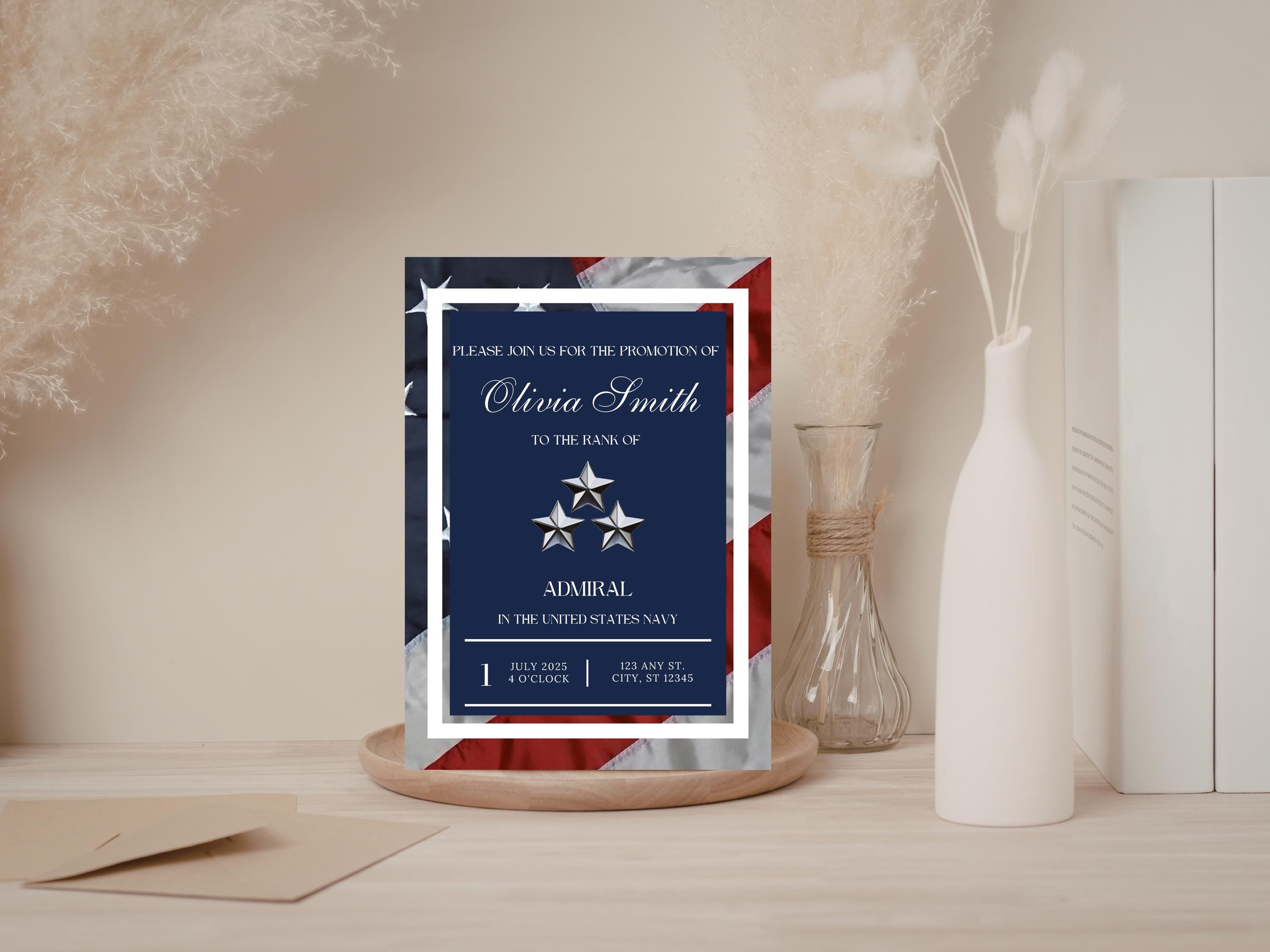 American Flag Military Promotion or Commissioning Invitation | Air ...