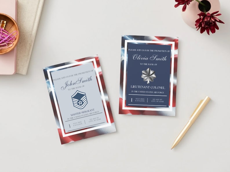 USAF American Flag Promotion Ceremony Invitation | Editable on Canva ...