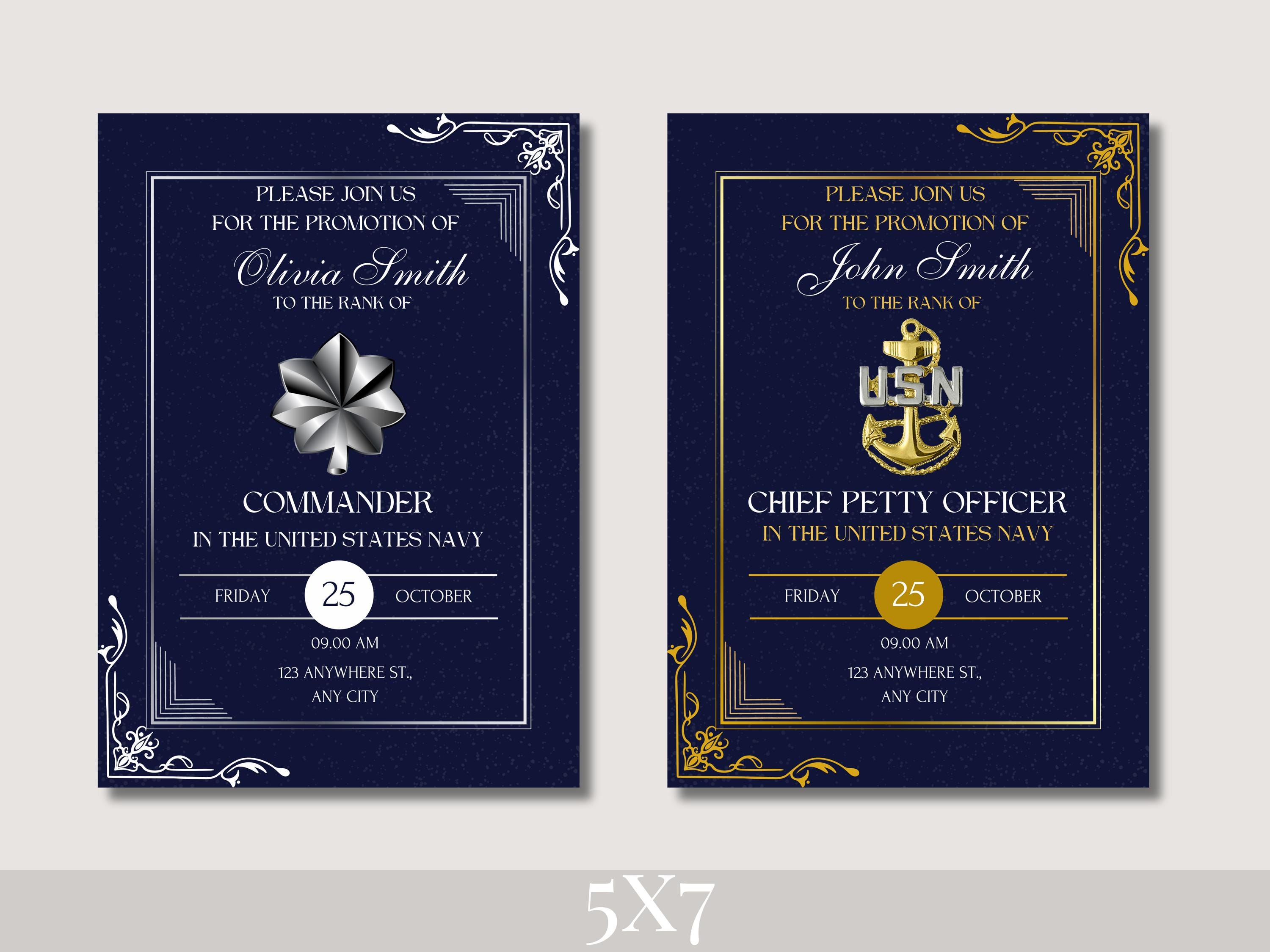 USN Promotion or Commissioning Ceremony Invitation | Editable on Canva ...