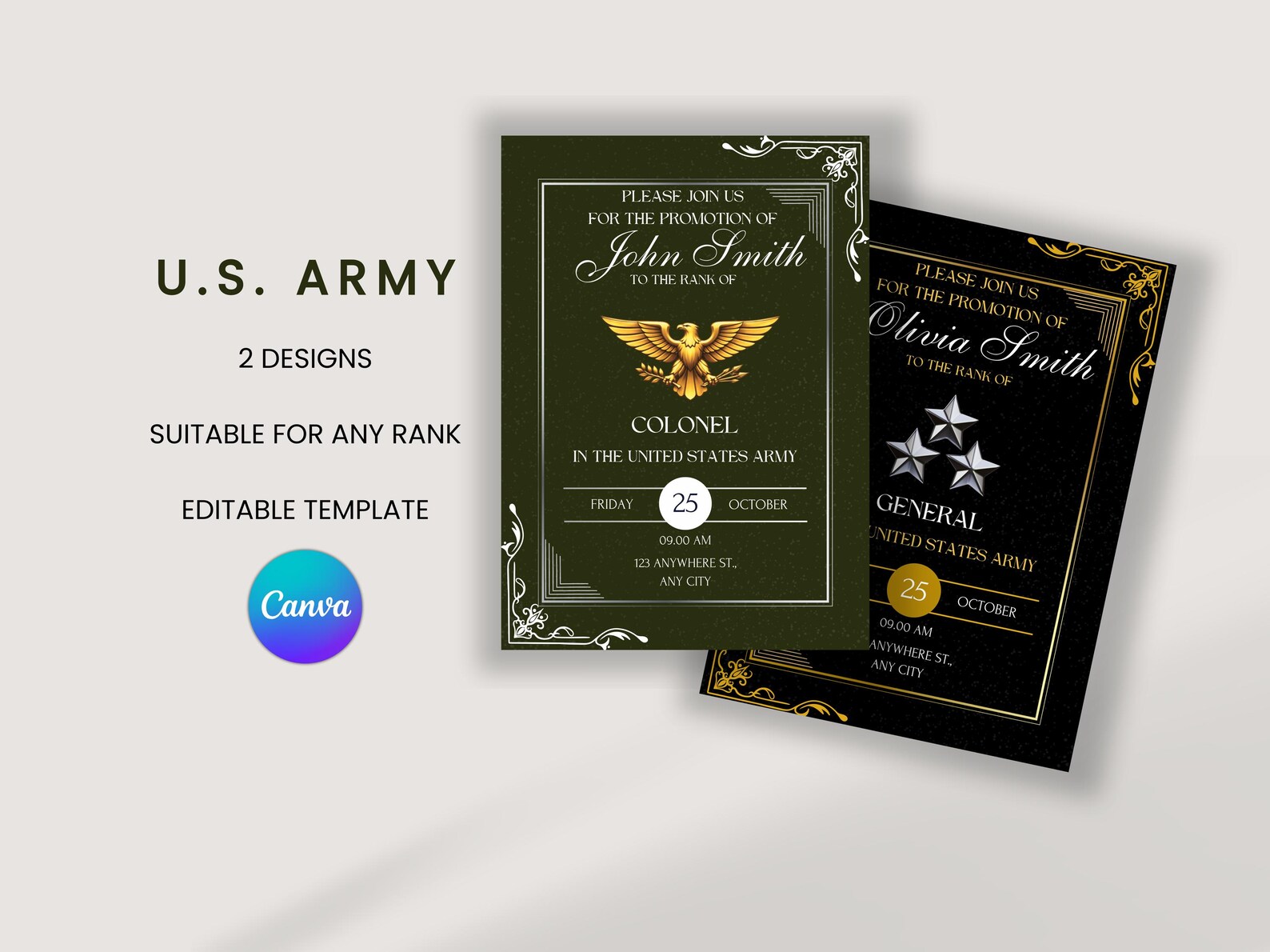 U.S. Army Promotion or Commissioning Invite Template | Perfect for Any ...