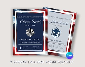 USAF Promotion Ceremony Invitation | Editable on Canva | Customize U.S ...