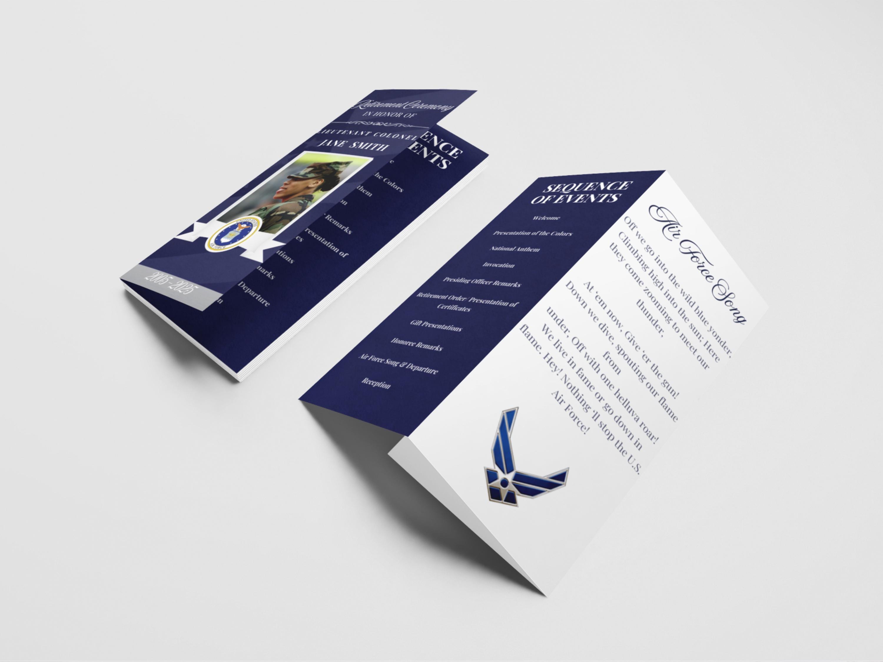 U.S. Military Retirement Ceremony Program | Army, Air Force, Coast ...