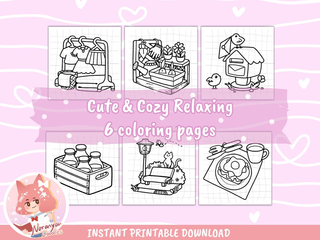 Cute&cozy Relaxing Coloring Page for Adult X6,relaxing,stress Relief ...
