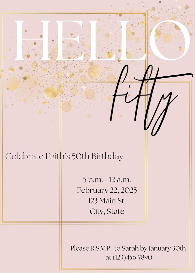50th Birthday Invitation Template - Etsy