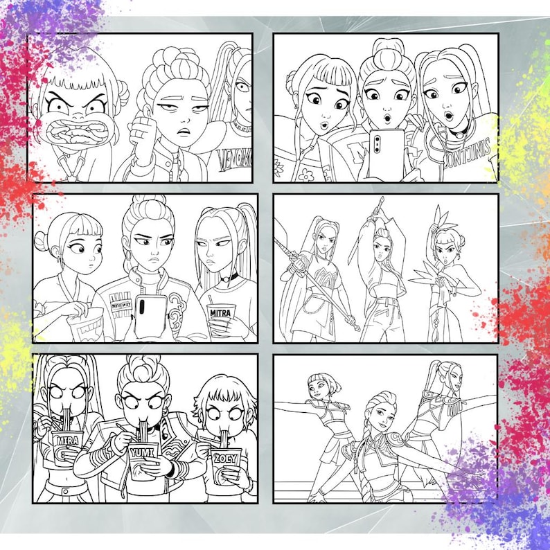 Kpop Demon Hunters 71 Pages Coloring Book - A Fantasy Coloring ...