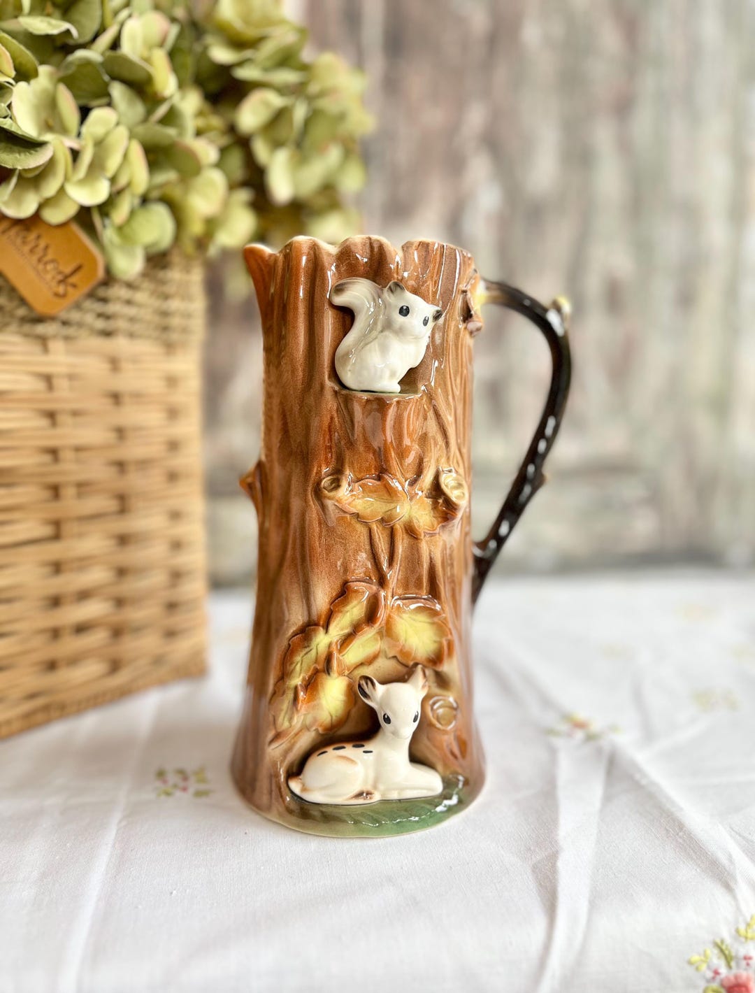 Vintage Hornsea Fauna Jug | Woodland Squirrel & Fawn Pottery - Etsy