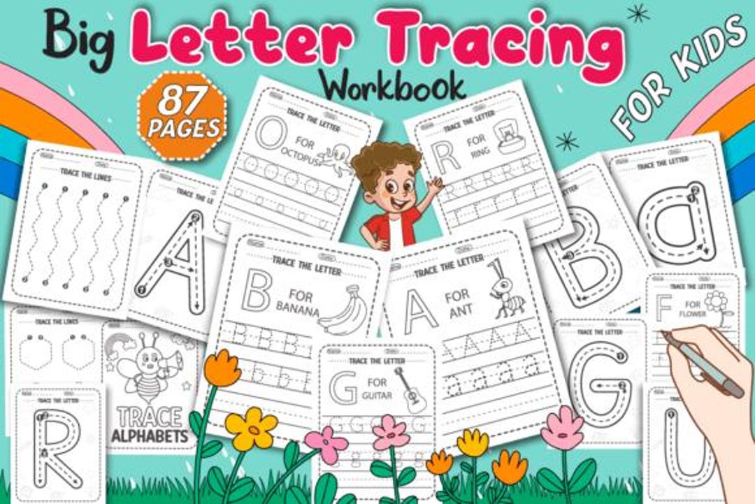 Tracing Letters Worksheets Workbook Big Letter - Etsy