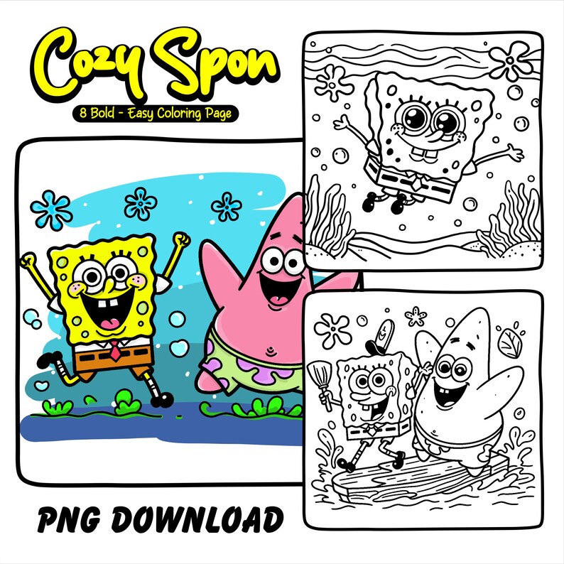 Spongebob Squarepants Coloring Book - Etsy