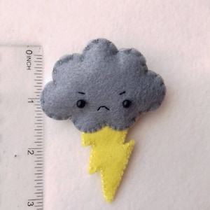 Cloud Felt Brooch, Rain Pin, Rainy Cloud, Kawaii Pin, Storm, Angry ...