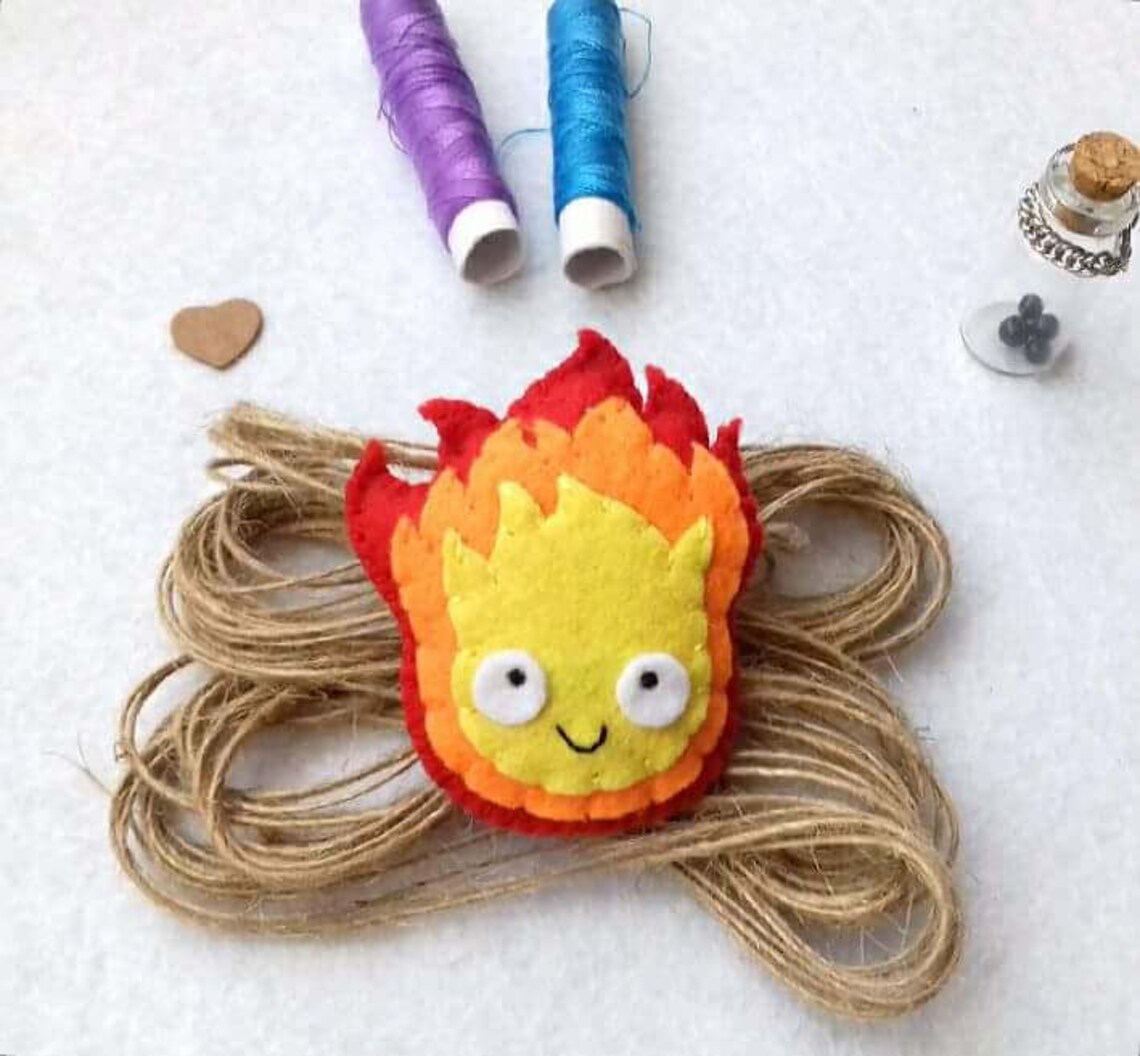 Calcifer Pin Calcifer Felt Brooch Howl's Moving Castle - Etsy