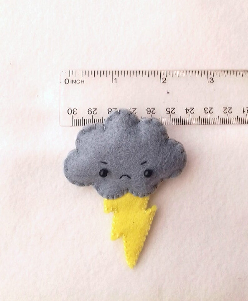 Cloud Felt Brooch Rain Pin Rainy Cloud Kawaii Pin Storm - Etsy