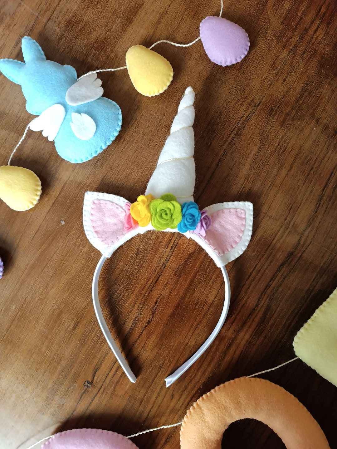 Unicorn Horn Headband, Crown With Rainbow Flowers, Unicorn Photo Props ...