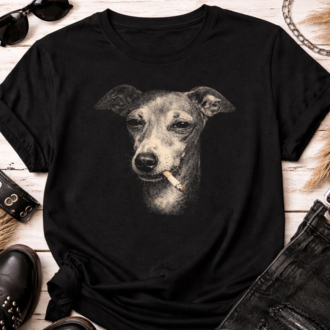 Smoking Greyhound Shirt | Ironic Whippet Dog Meme Graphic Tee | Edgy ...