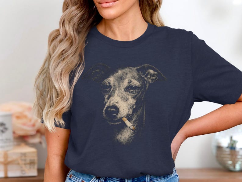 Smoking Greyhound Shirt | Ironic Whippet Dog Meme Graphic Tee | Edgy ...