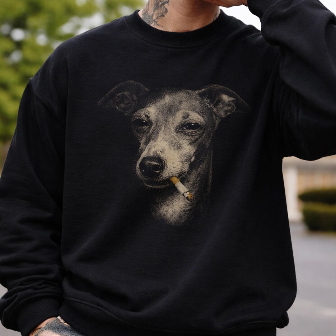 Smoking Italian Greyhound Sweatshirt | Funny Whippet Graphic Crewneck ...