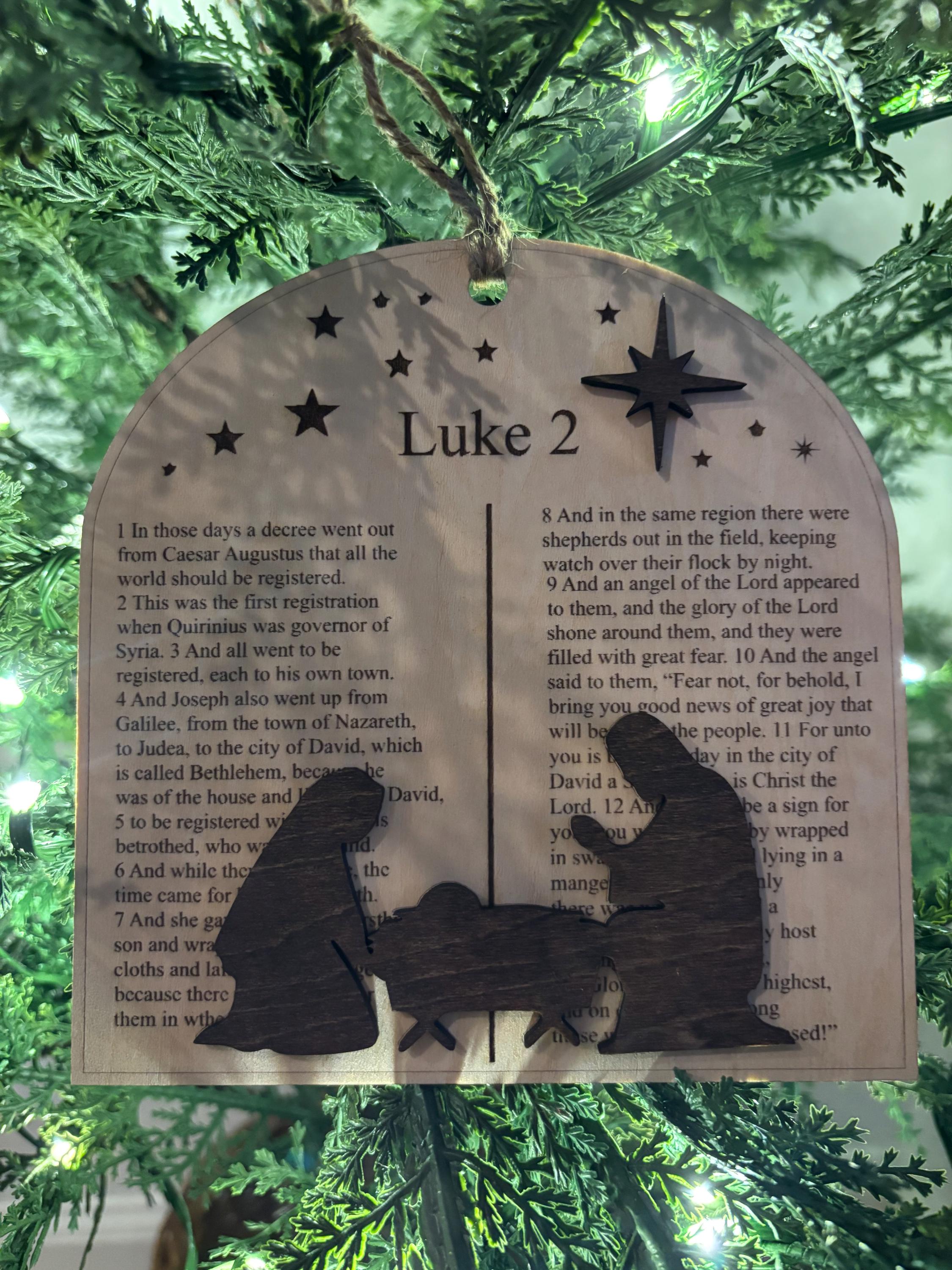 Nativity Ornament | Luke 2 Scripture Ornament | 3D Manger Scene Laser ...