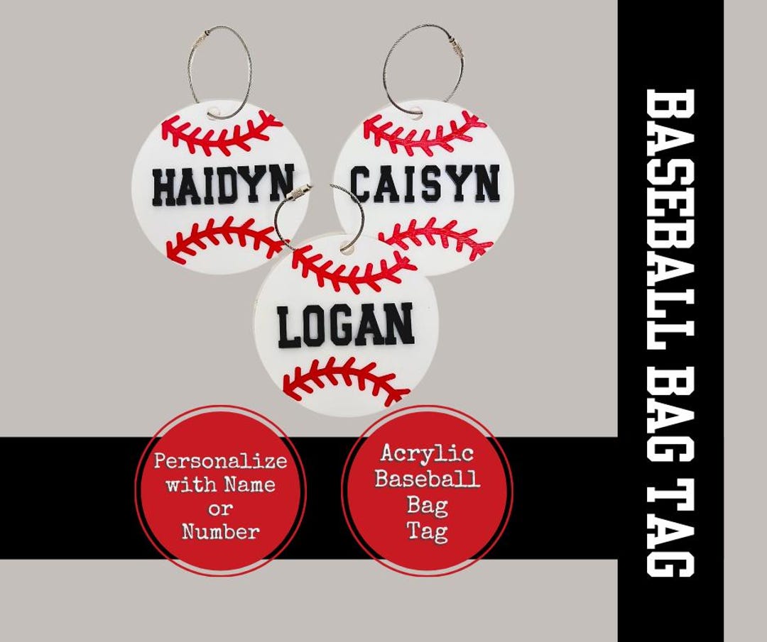 Personalized Baseball Bag Tag With Name, Custom Baseball Name Tag ...