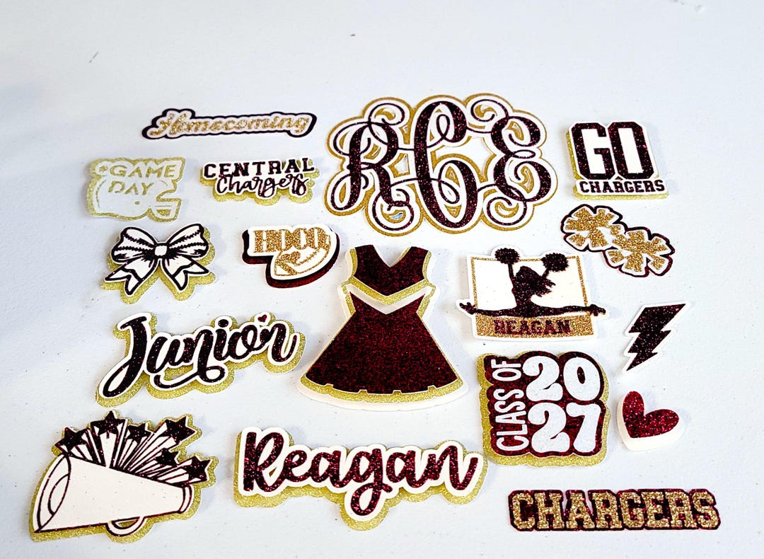 Personalized Cheerleader Homecoming Mum Bundle: Glitter Cutouts, Name ...