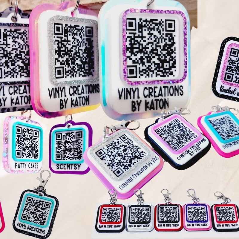 Qr Code Keychain - Etsy