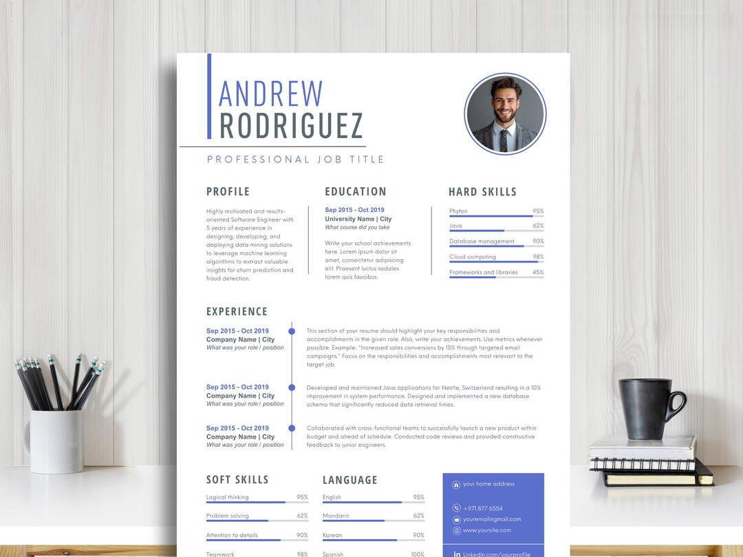 Clean Design Resume Template, CV Template, Resume CV PDF, Resume Canva Template, Editable Resume ...