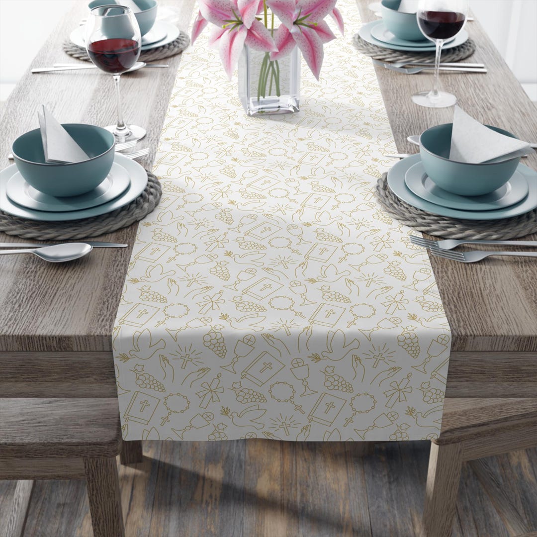 Sacramental Symbols Table Runner Baptism First Communion Confirmation ...