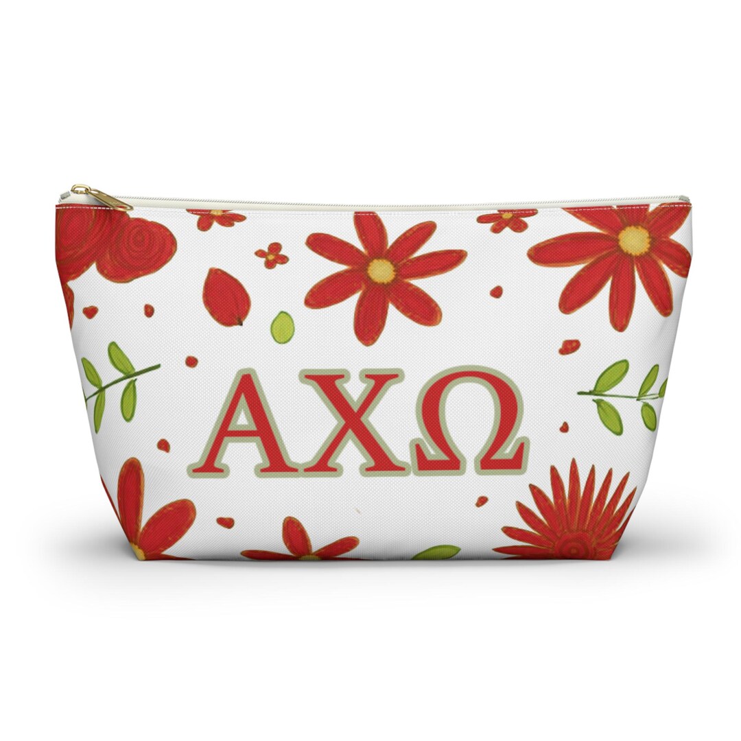 Alpha Chi Omega Floral Accessory Pouch: Sorority Makeup Bag - Etsy
