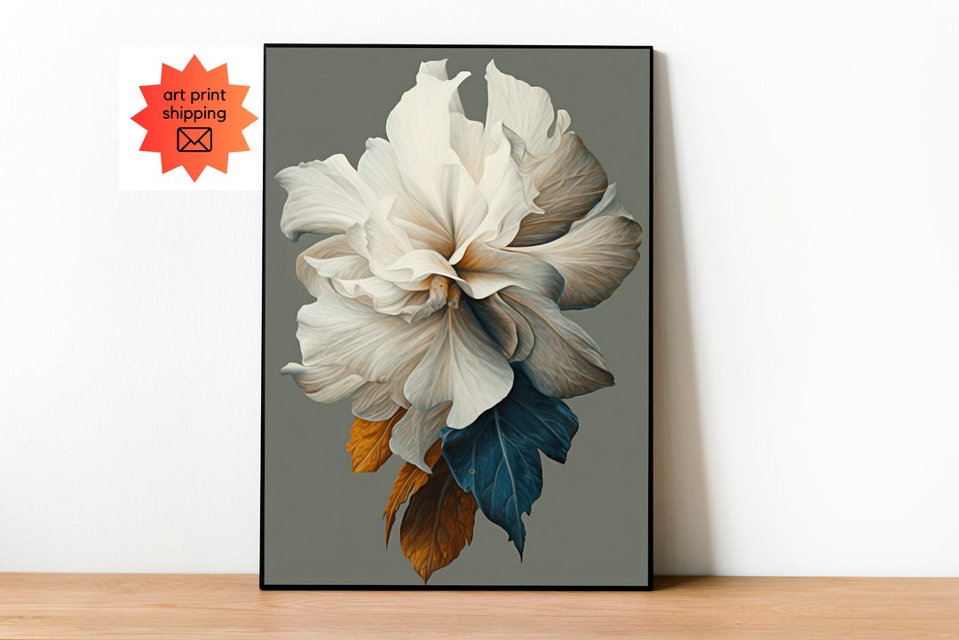 Blue Floral Poster: Nature Wall Art Home Decor Gift for Friend - Etsy