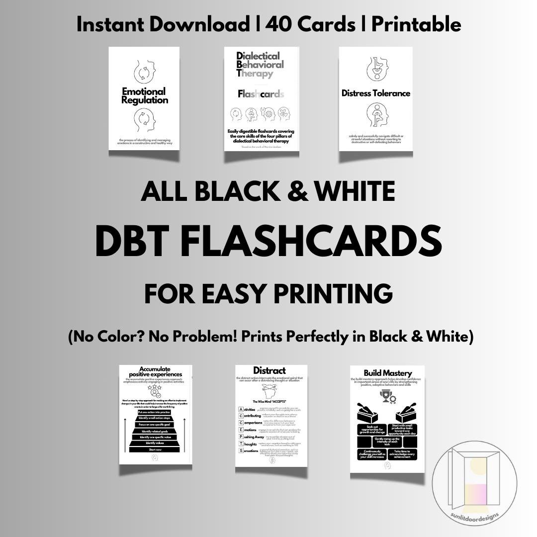 DBT Flashcards, Dialectical Behavior Therapy Flashcards –printable ...
