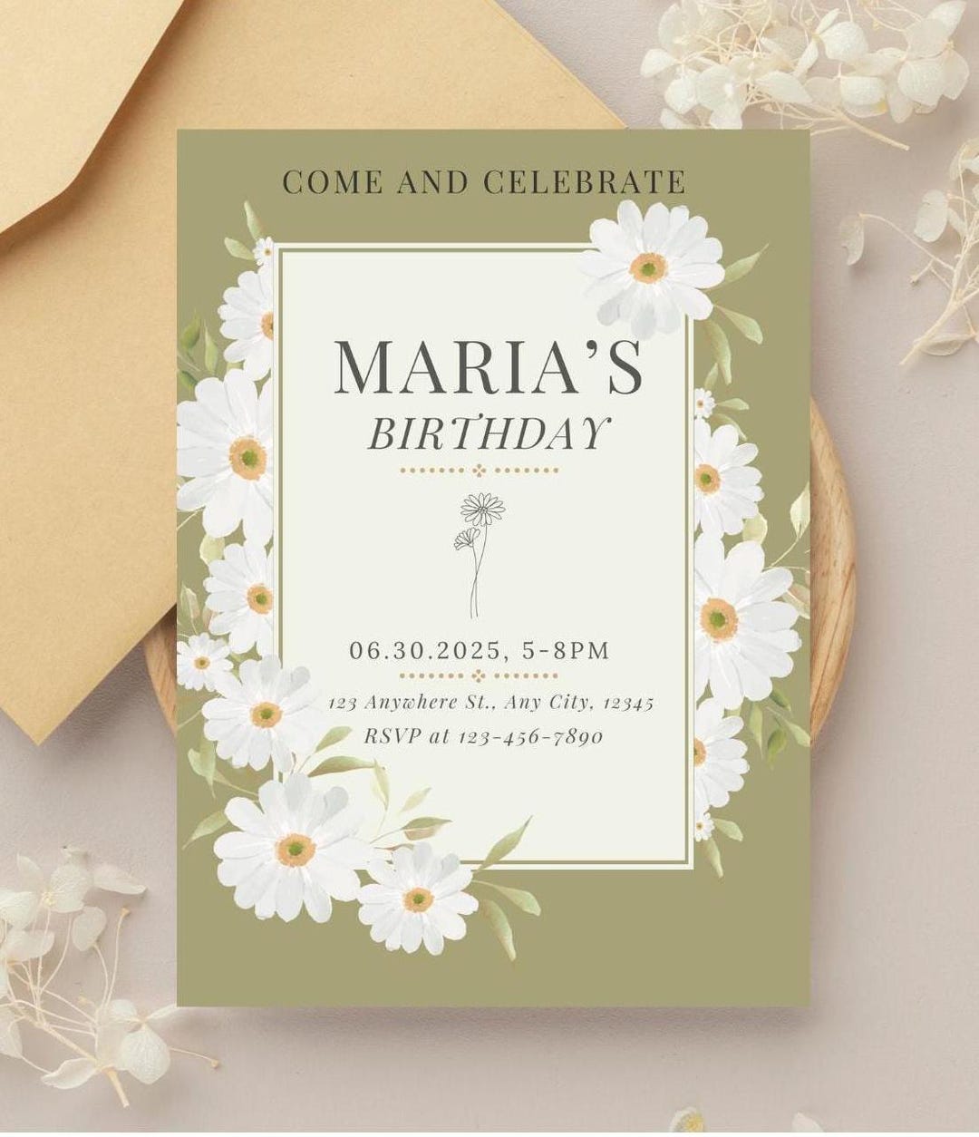 Daisy Birthday Invitation, Daisy Birthday Invite, Birthday Template ...