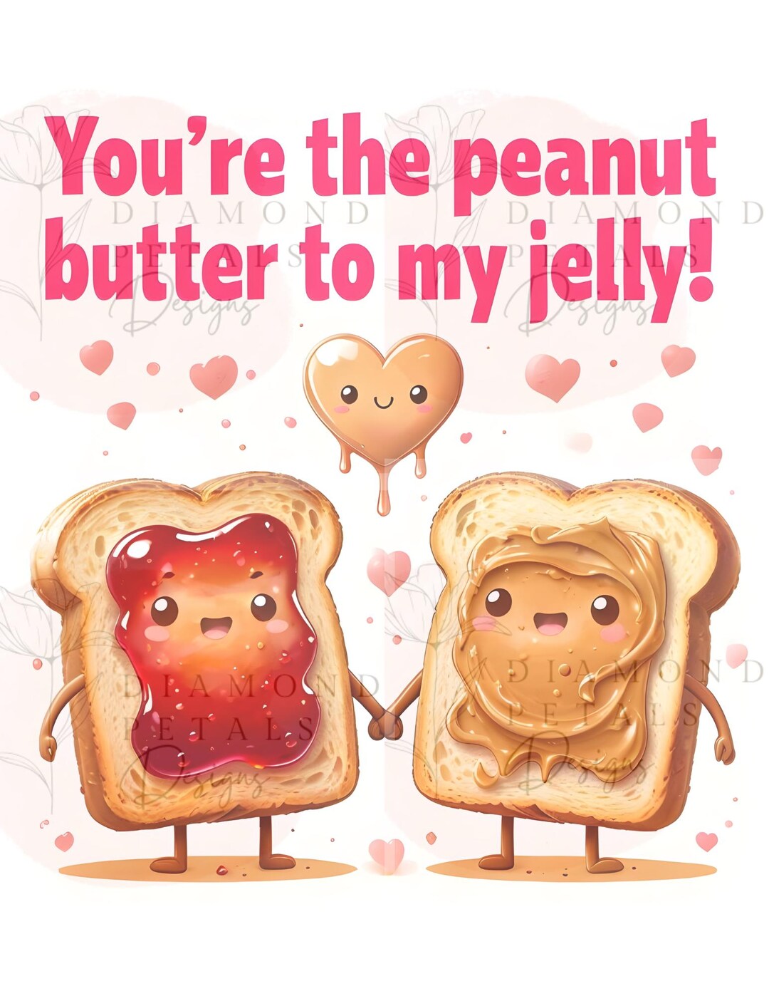 Cute PB&J Couple, You're the Peanut Butter to My Jelly!, Valentines Day ...