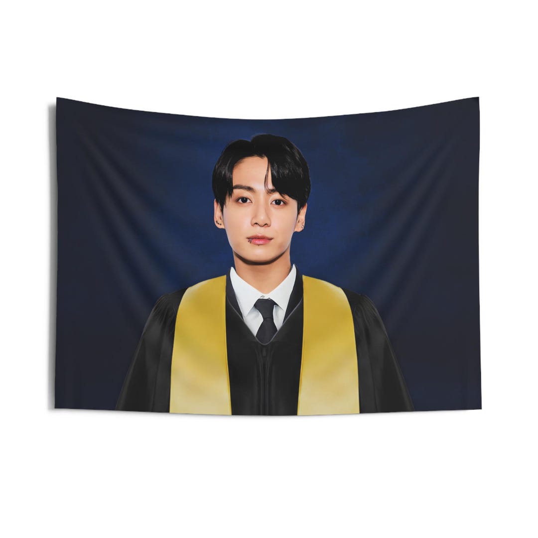 Jungkook Graduation Photo Flag Banner, Jk Custom Kpop Flag, Jungkook ...