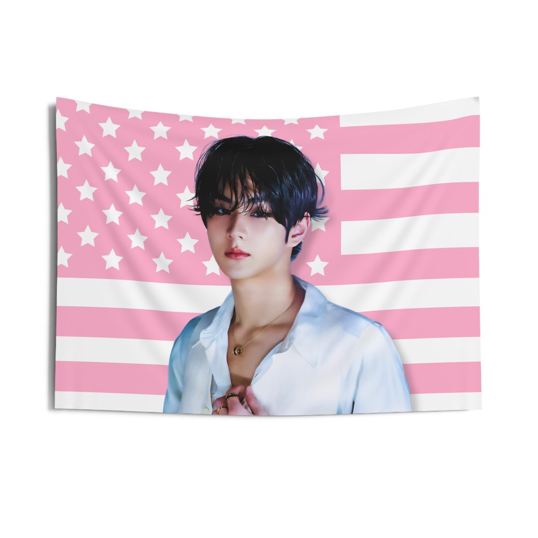 Enha Jungwon Magazine Pink America Flag Banner: Kpop Concert Tour Merch ...
