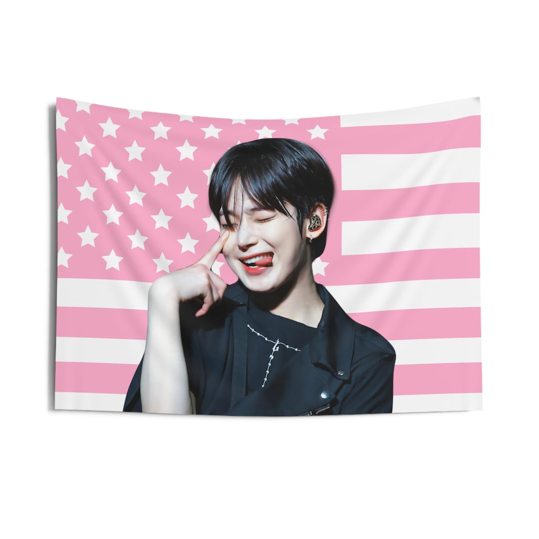 Sunoo Kpop Flag Tapestry: Pink American Flag Banner Merch - Etsy