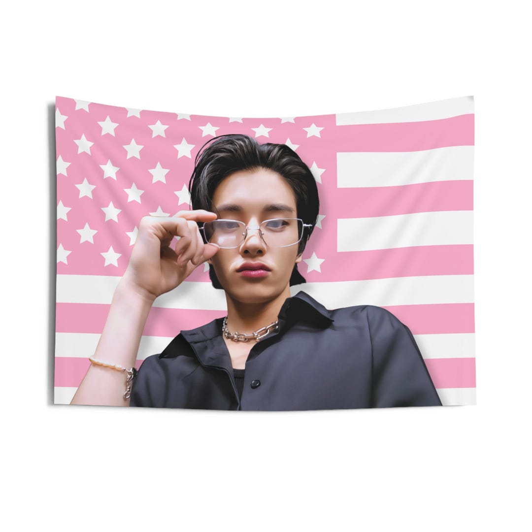 Enha Jake Glasses Pink America Flag Banner, Enha Jake Kpop Flag, Enha ...