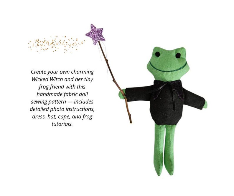 Wicked Witch Doll and Frog PDF Pattern With Dress, Hat, and Cape ...